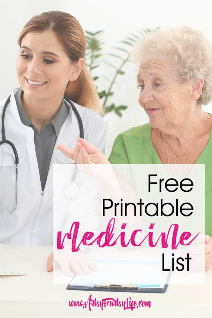 Free Printable Medicine List for Caregivers · Artsy Fartsy Life