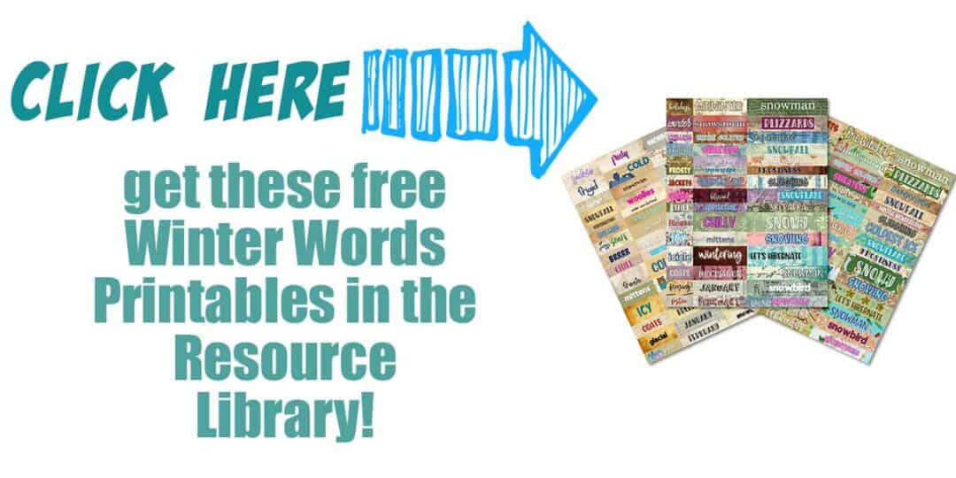 Free Printable Ephemera Words For Winter · Artsy Fartsy Life