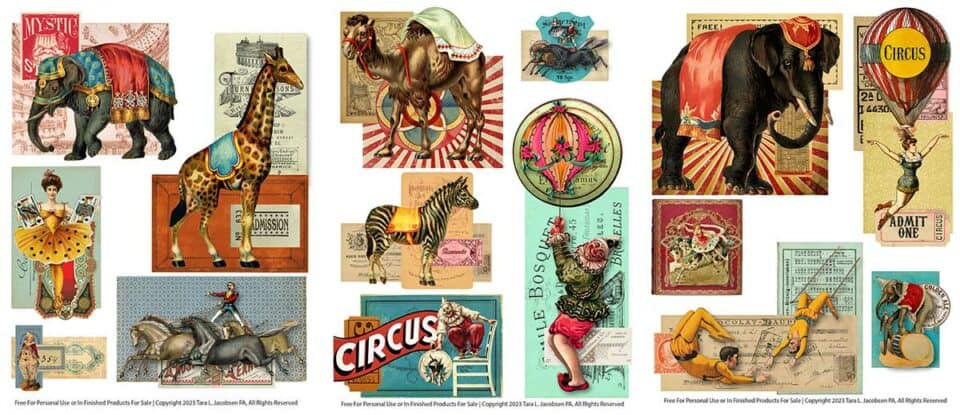 Free Printable - Vintage Circus Snippets · Artsy Fartsy Life