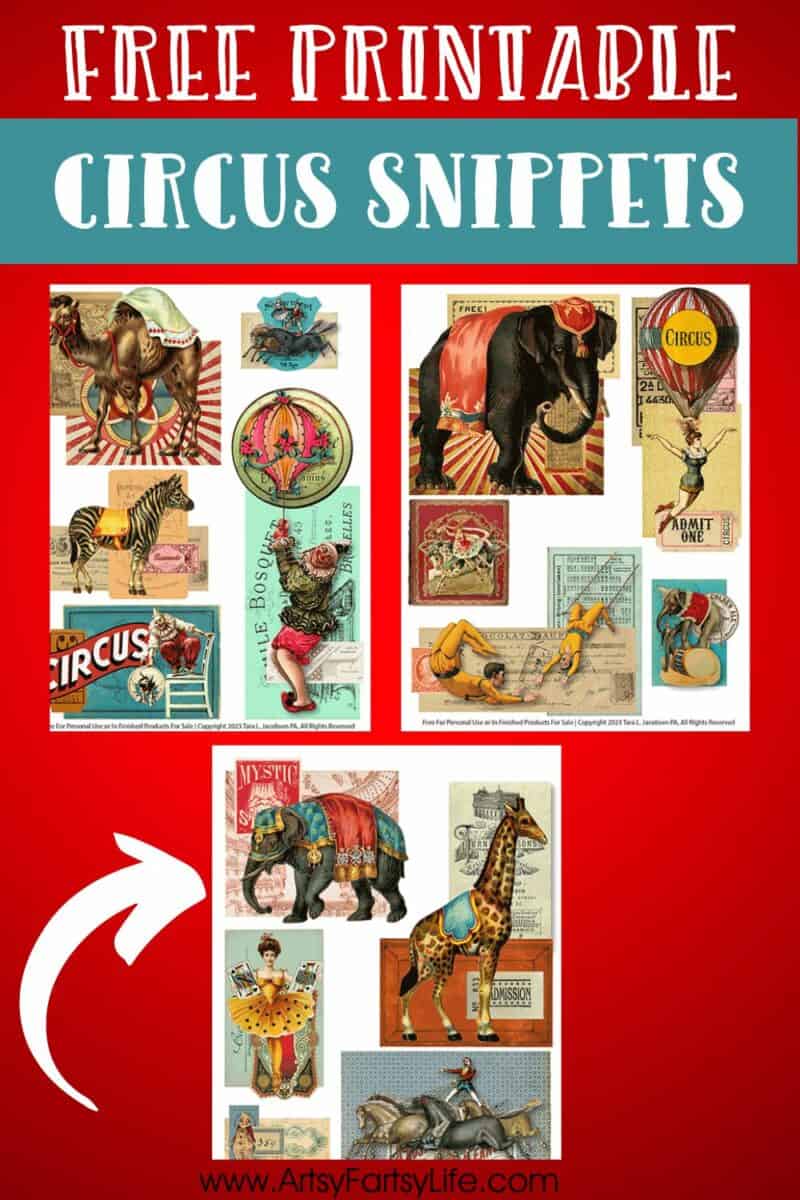 Free Printable - Vintage Circus Snippets · Artsy Fartsy Life