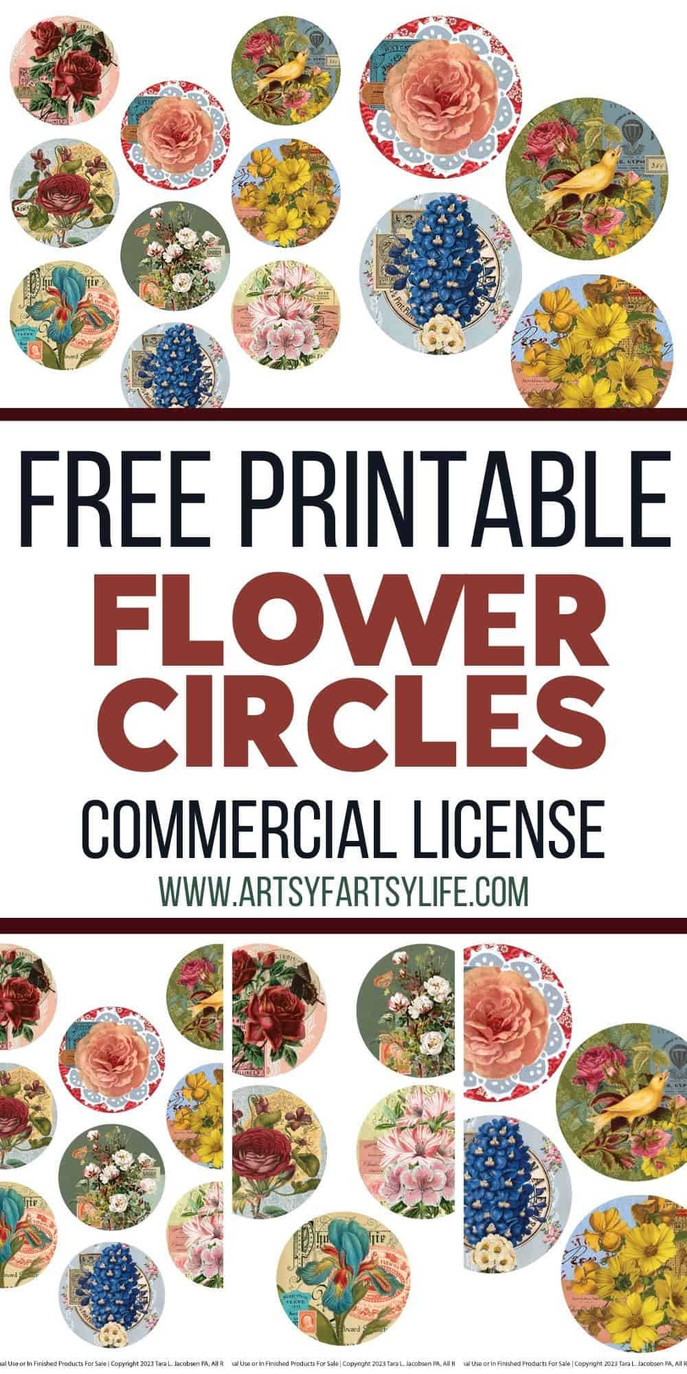 Flowers Vintage Circle Ephemera or Stickers - Free Printable · Artsy ...