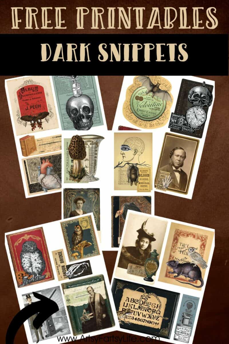 Free Printable Dark Academia Snippets Collage Sheets · Artsy Fartsy Life