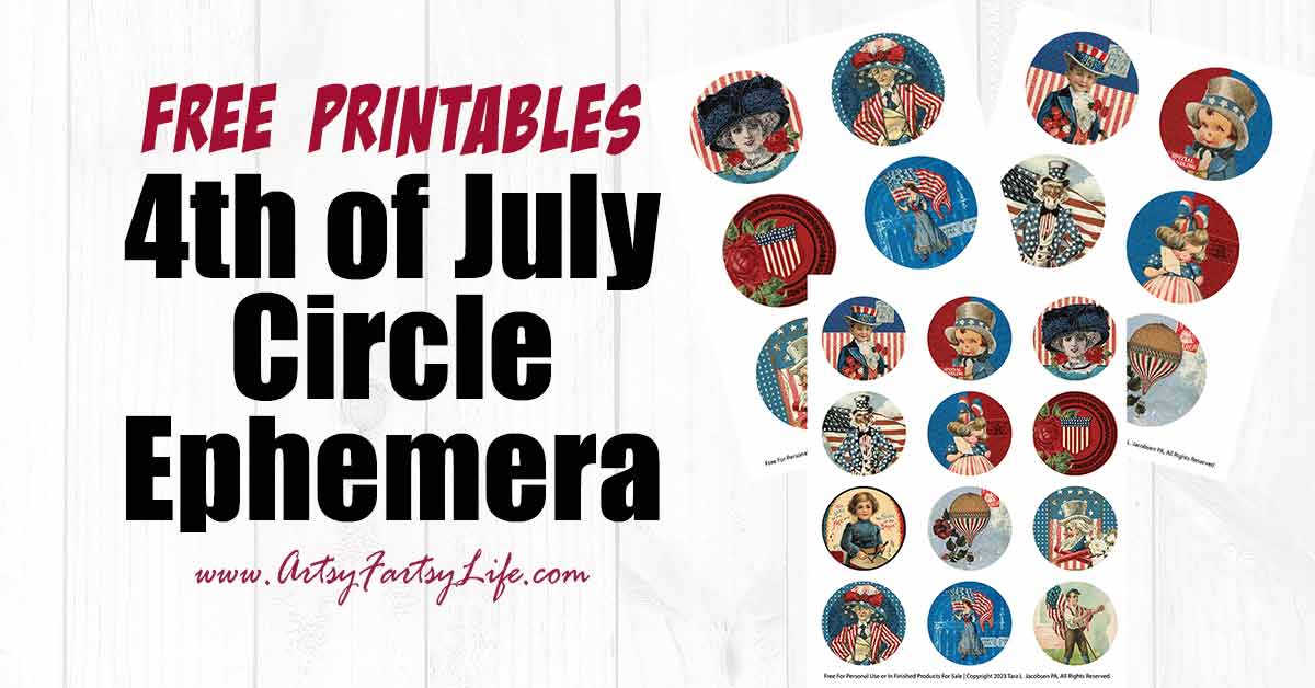 4th of July Circle Ephemera Stickers Free Printable · Artsy Fartsy Life
