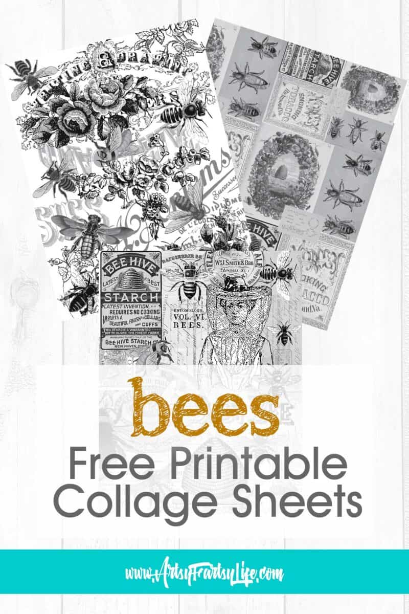 Black and White Bee Collage Sheets · Artsy Fartsy Life