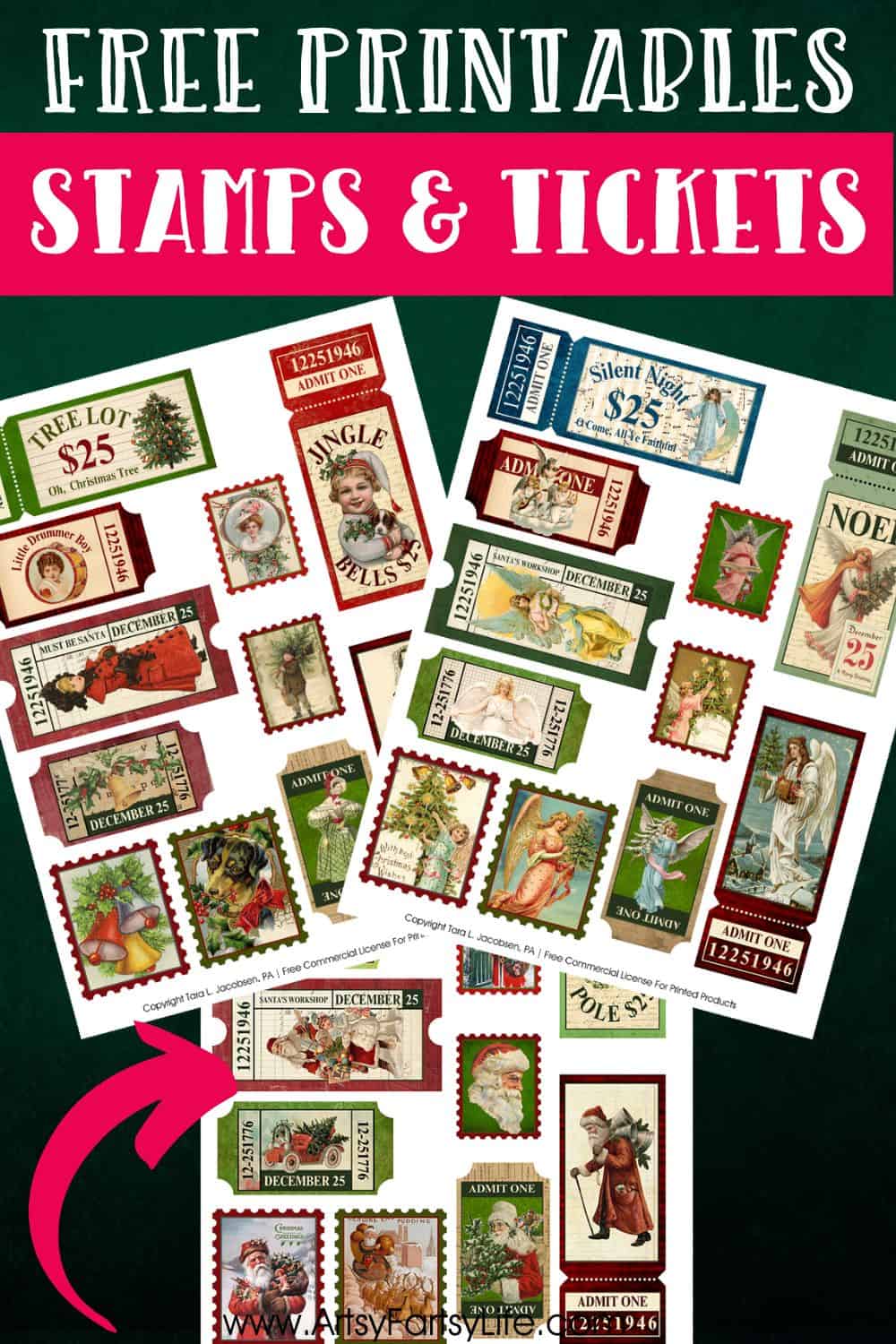 Christmas Stamps and Tickets - Free Printable · Artsy Fartsy Life