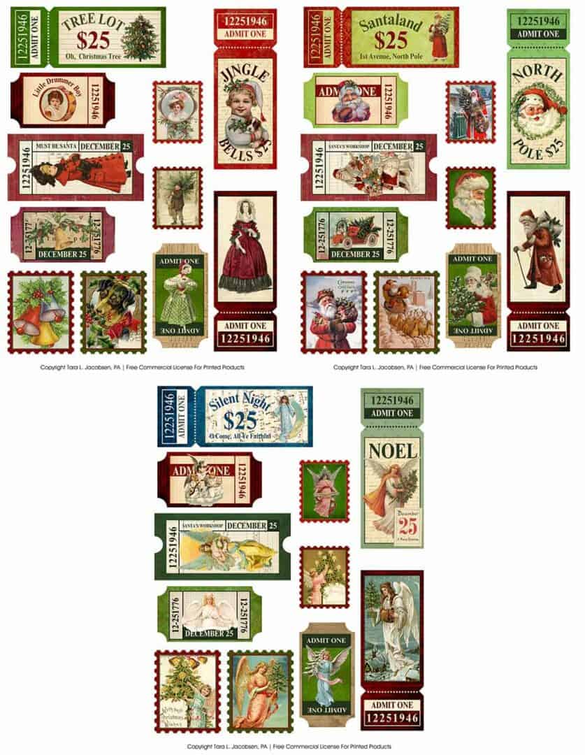 Christmas Stamps and Tickets - Free Printable · Artsy Fartsy Life