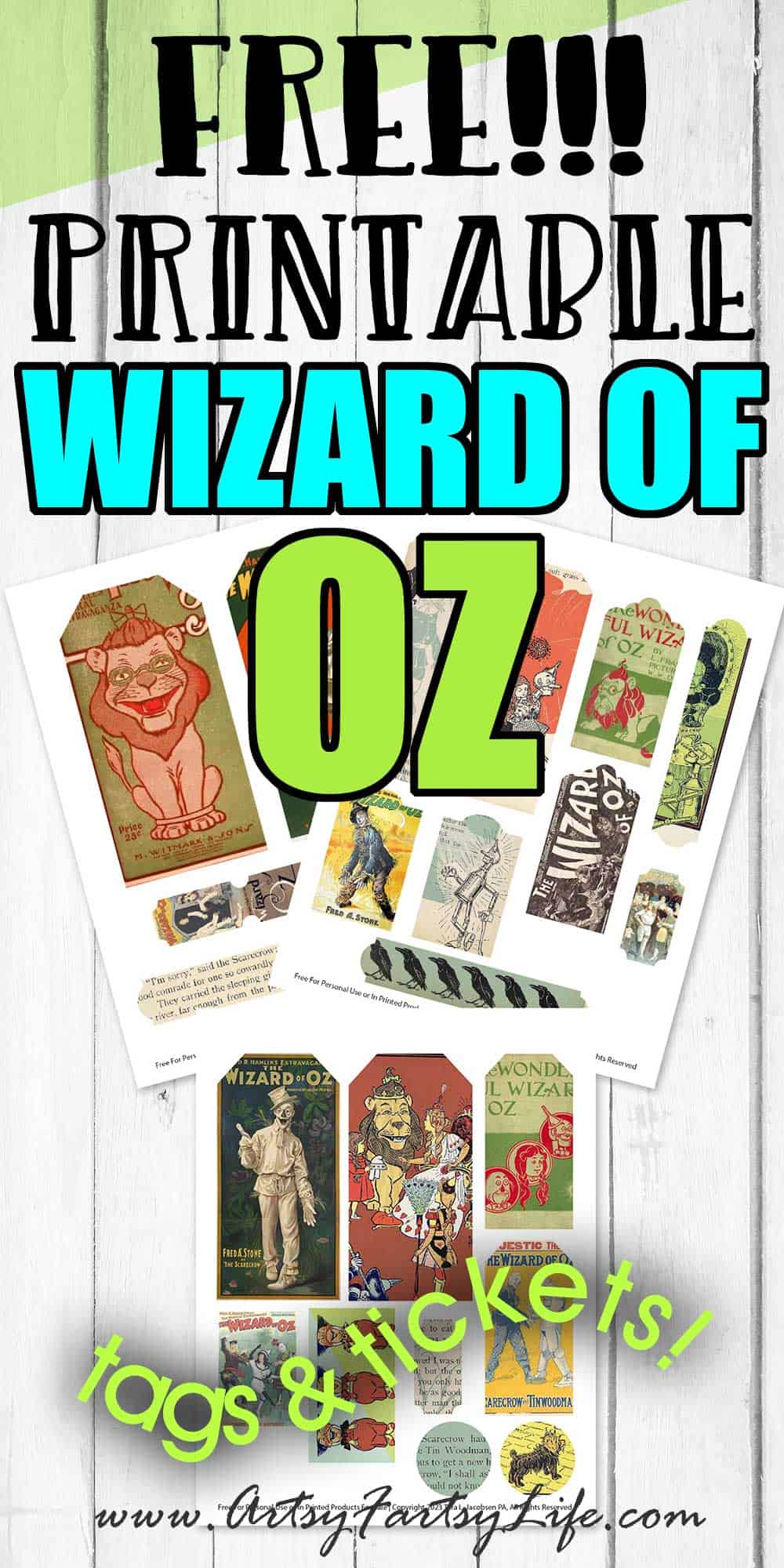 Wizard of Oz Tags & Tickets - Free Printable · Artsy Fartsy Life