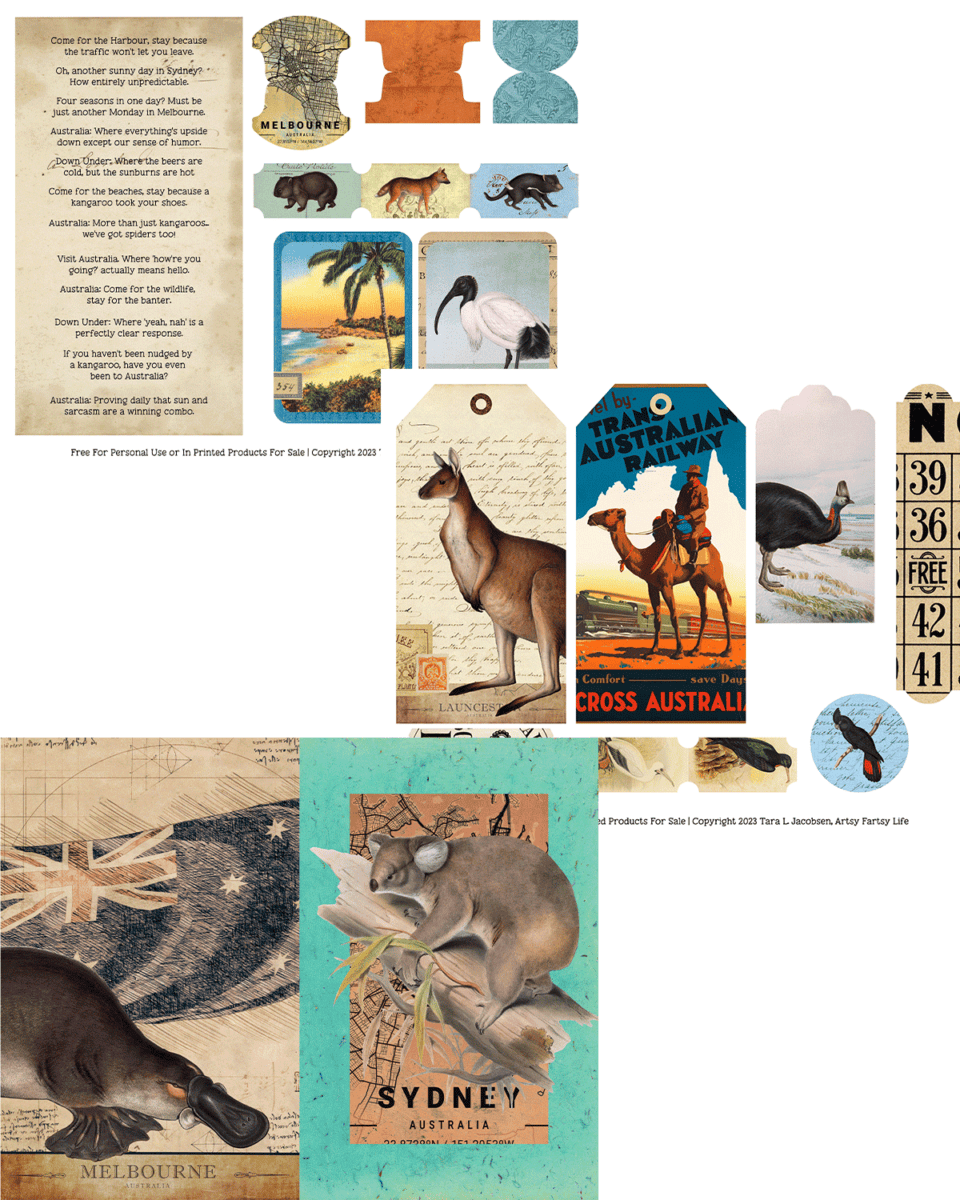 Free Printable Australian Ephemera Collage Sheets · Artsy Fartsy Life
