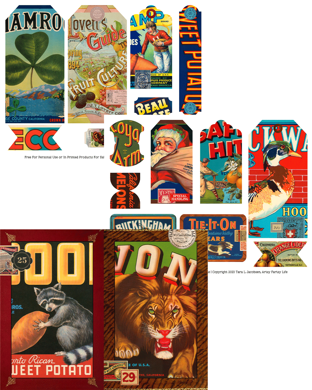 Vintage Fruit Crate Labels Collage Sheets - Free Printable · Artsy ...