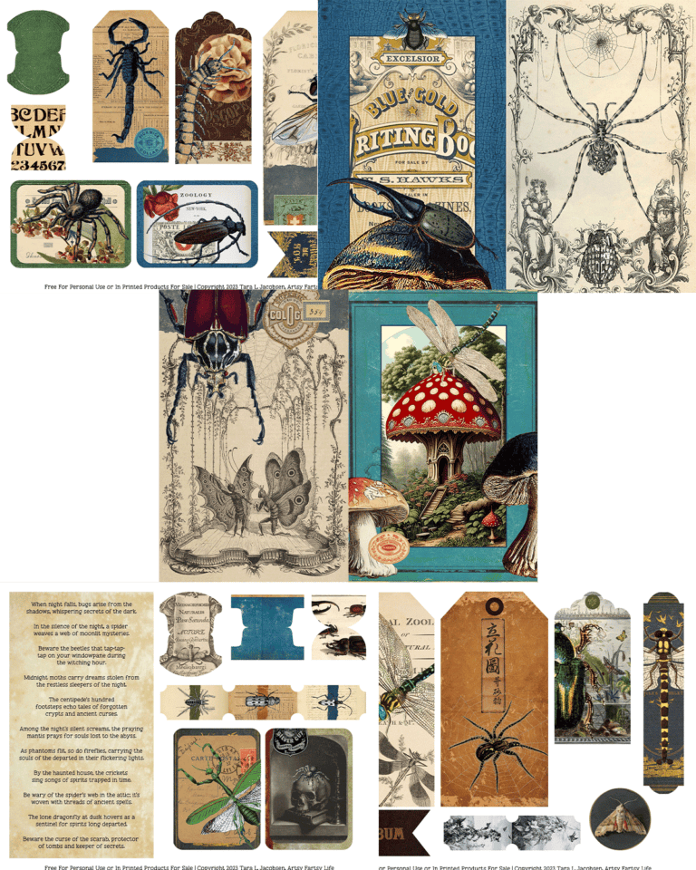 Bugs! Free Printable Ephemera Collage Sheets · Artsy Fartsy Life