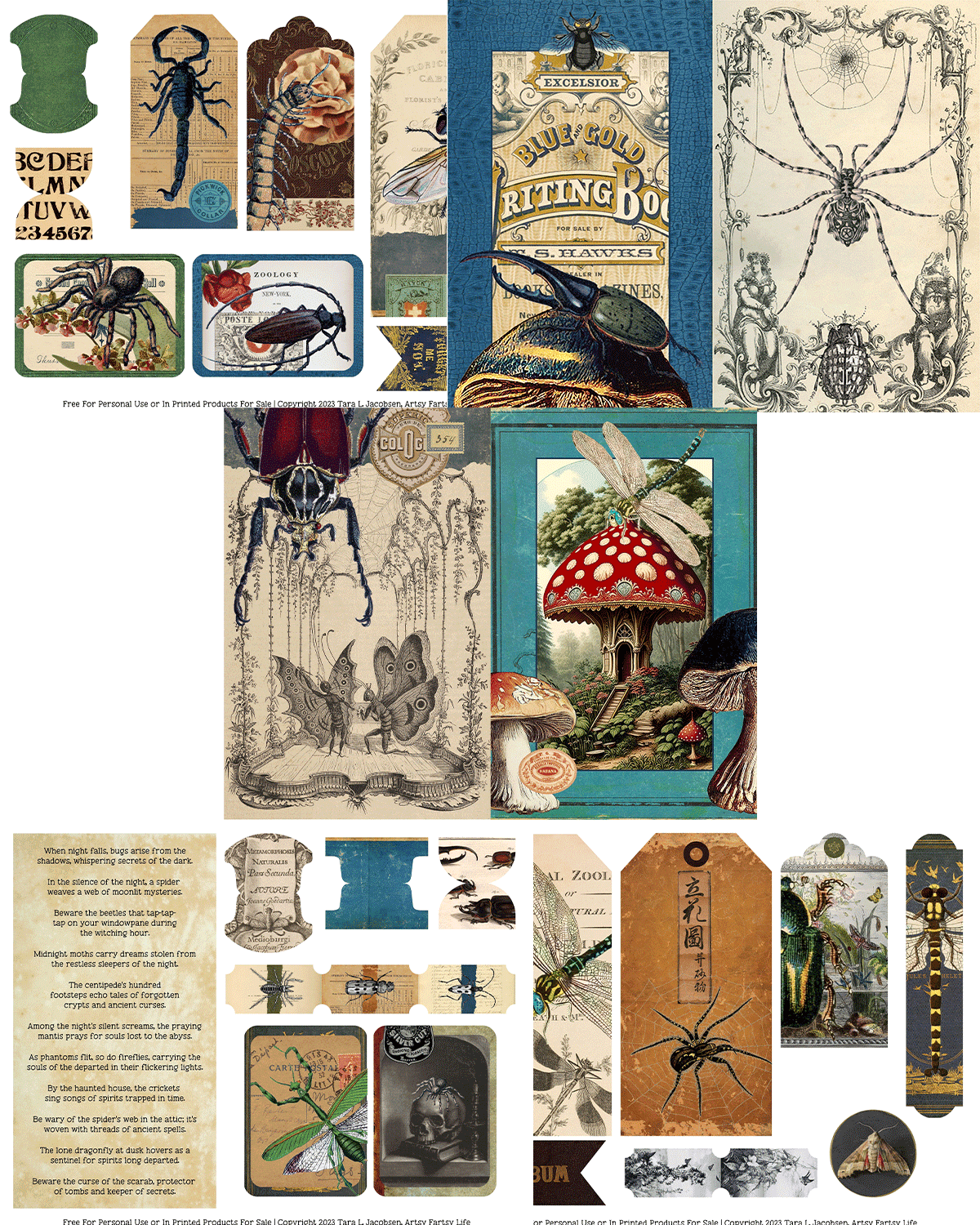 Bugs! Free Printable Ephemera Collage Sheets · Artsy Fartsy Life