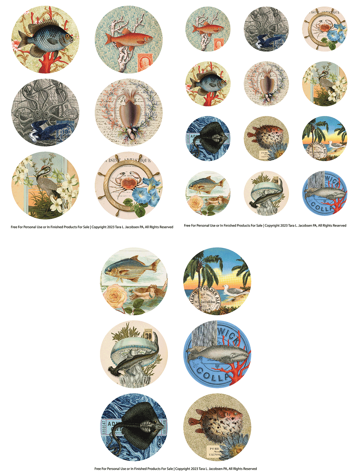 Nautical Circles Vintage Ephemera - Free Printable! · Artsy Fartsy Life