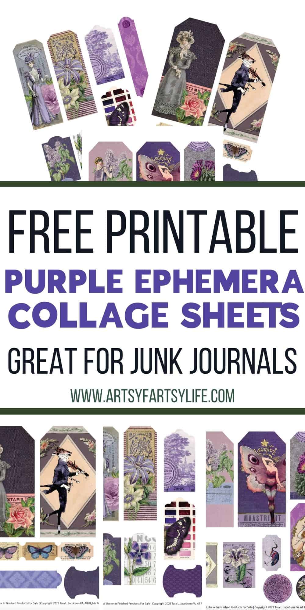 Vintage Purple Ephemera - Free Printable Collage Sheets · Artsy Fartsy Life