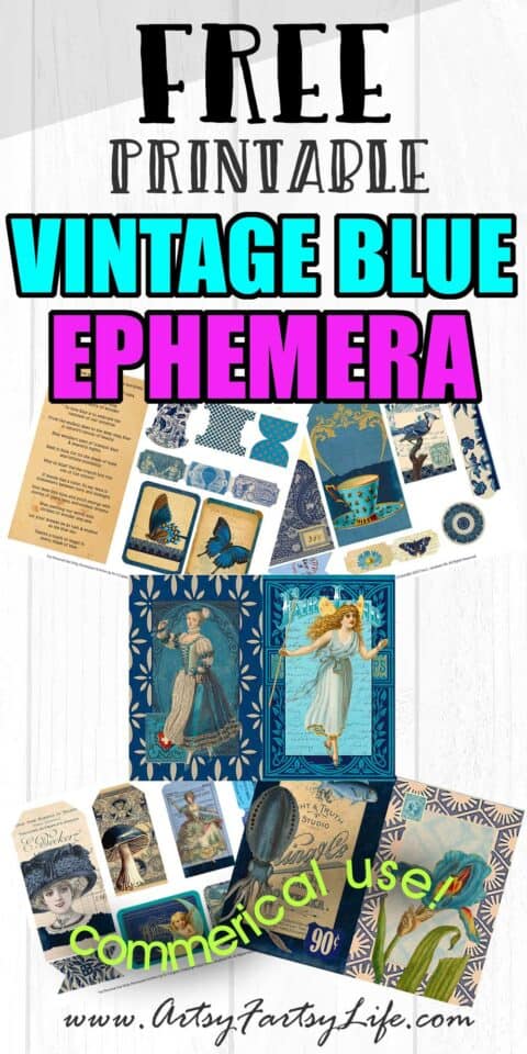 Beautiful Blue Ephemera Collage Sheets - Free Printable · Artsy Fartsy Life