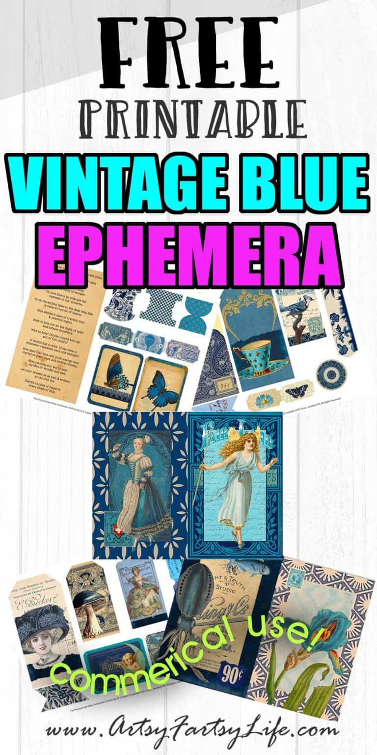 Beautiful Blue Ephemera Collage Sheets - Free Printable · Artsy Fartsy Life