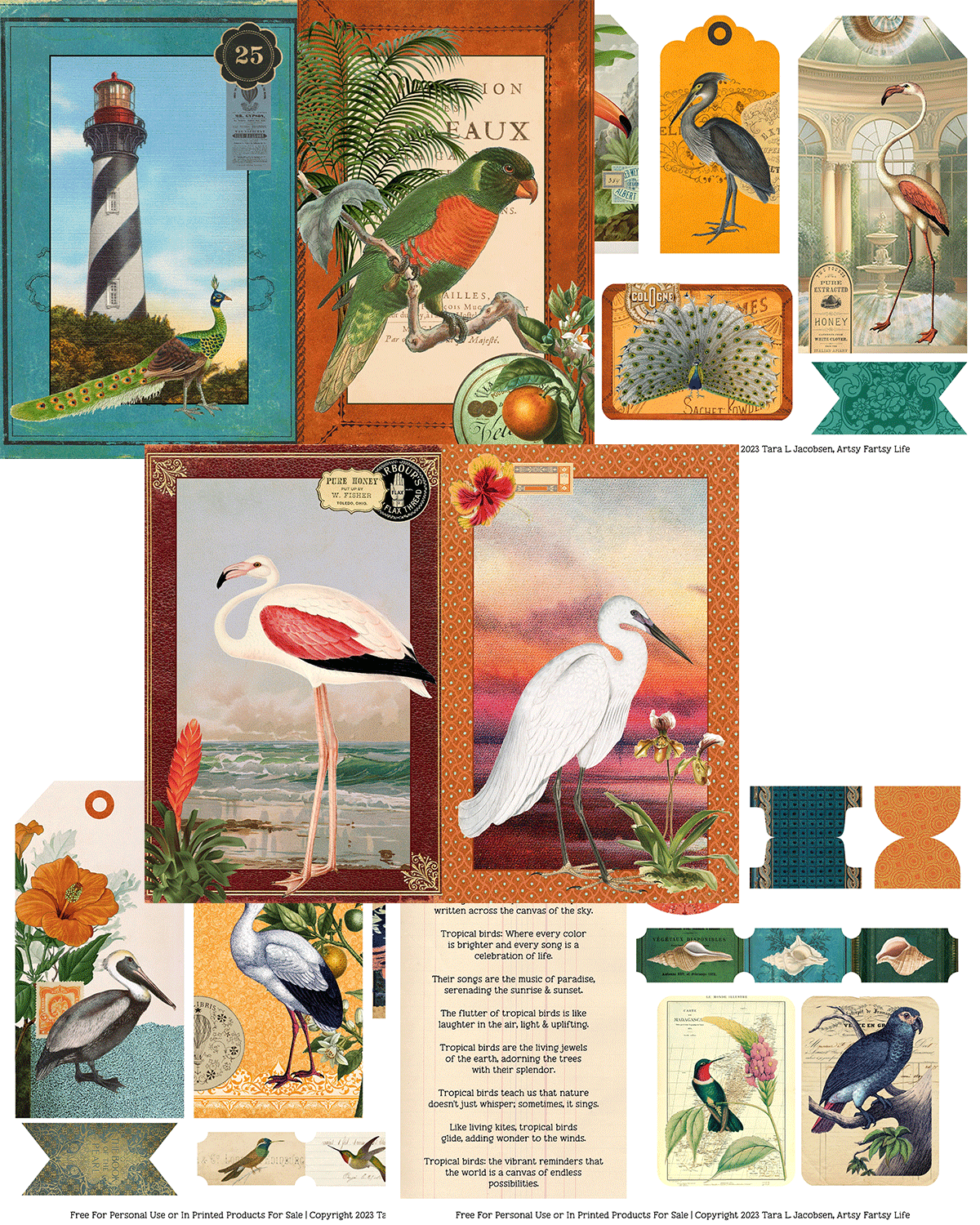 Tropical Birds and Flowers - Free Printable Ephemera · Artsy Fartsy Life