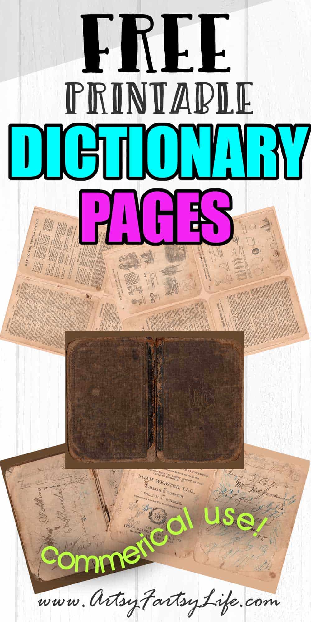 1880s Webster Dictionary Free Printable Background Papers · Artsy ...