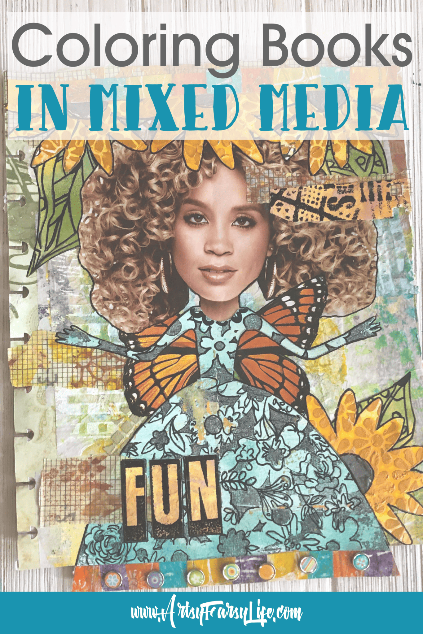 How To Use Coloring Book Pages For Mixed Media · Artsy Fartsy Life