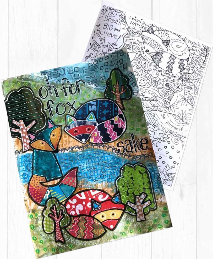 How To Use Coloring Book Pages For Mixed Media · Artsy Fartsy Life