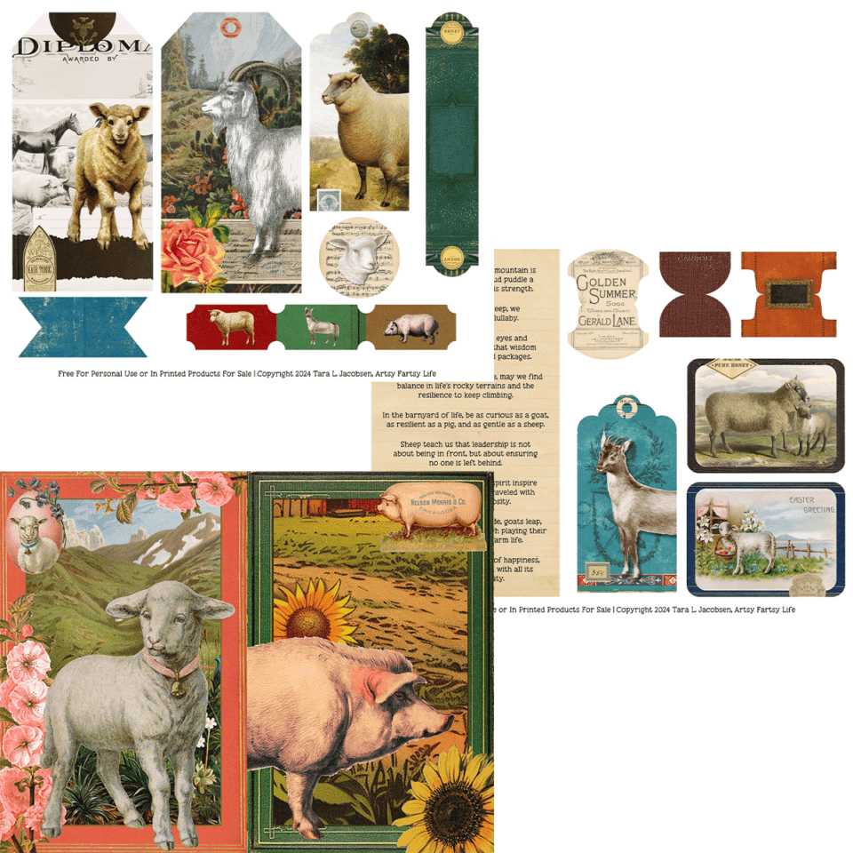 Pigs, Goats and Sheep - Free Printable Collage Sheets! · Artsy Fartsy Life