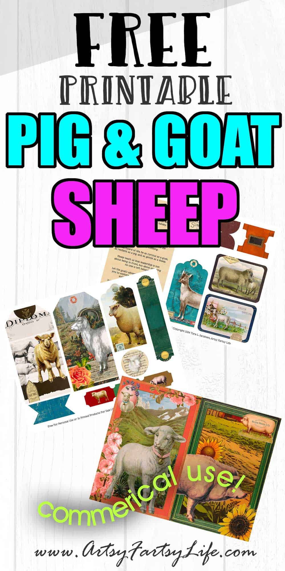 Pigs, Goats and Sheep - Free Printable Collage Sheets! · Artsy Fartsy Life