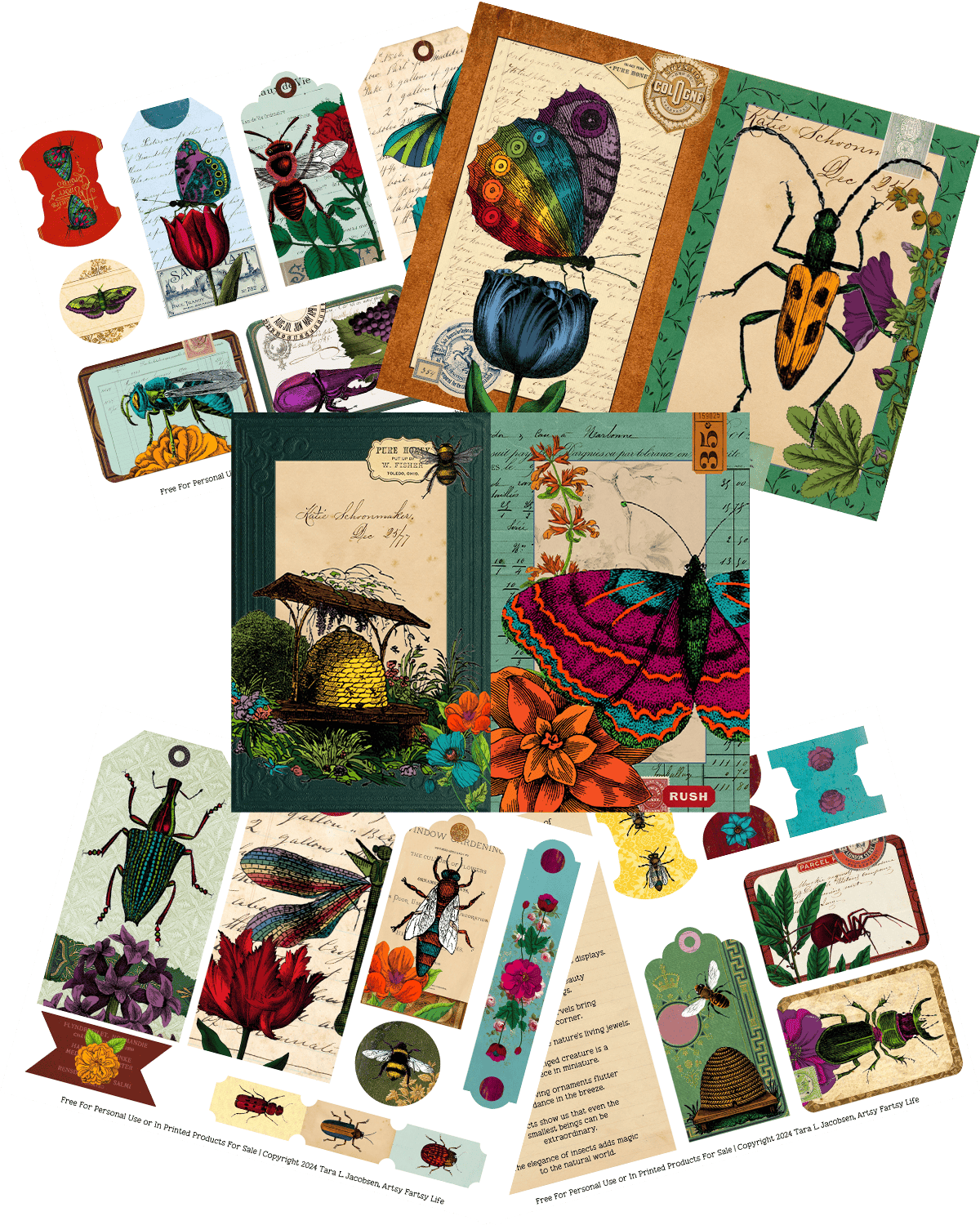Beautiful Vintage Bugs - Free Printable Junk Journal Kit · Artsy Fartsy ...