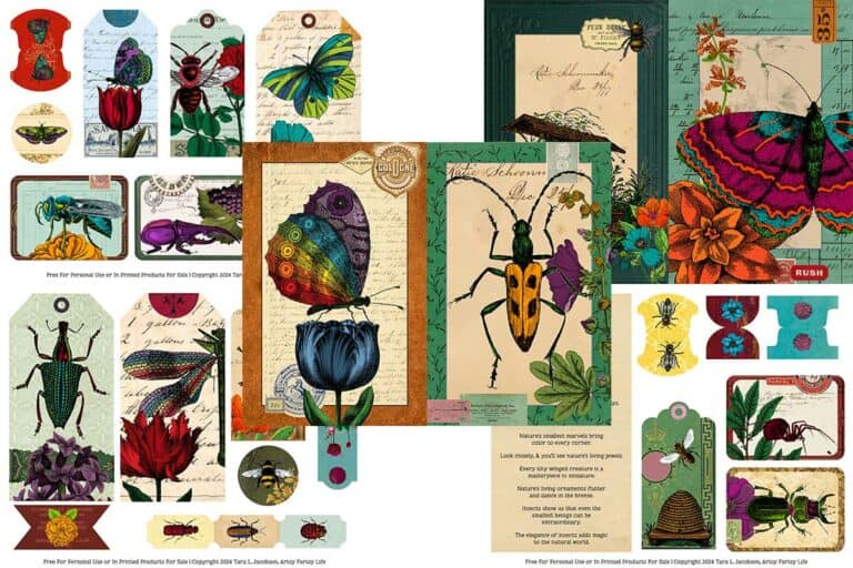 Beautiful Vintage Bugs - Free Printable Junk Journal Kit · Artsy Fartsy ...