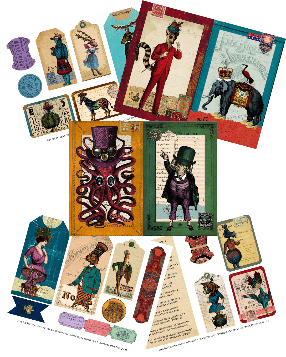 Curious Critters - Unique Free Printables For Junk Journals · Artsy ...