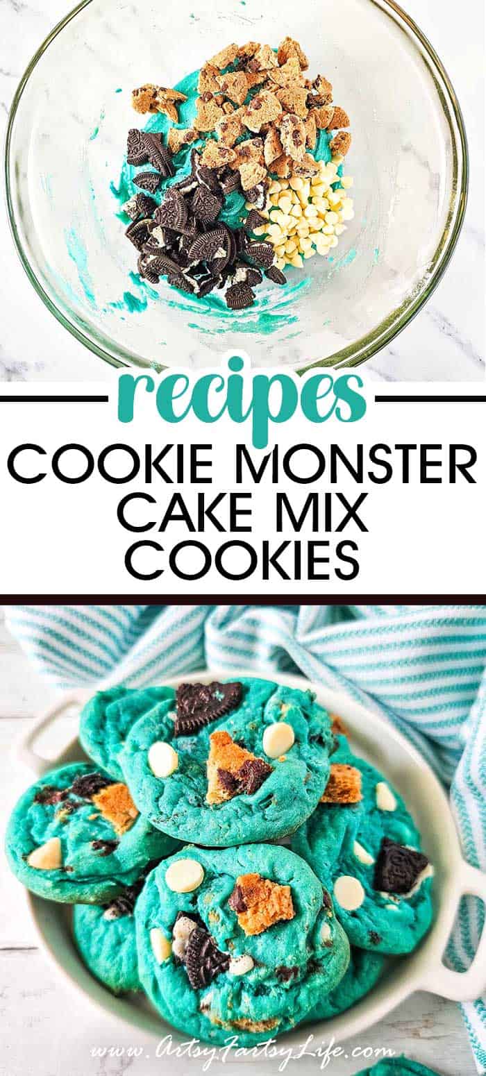 Blue Cookie Monster Cake Mix Cookies · Artsy Fartsy Life
