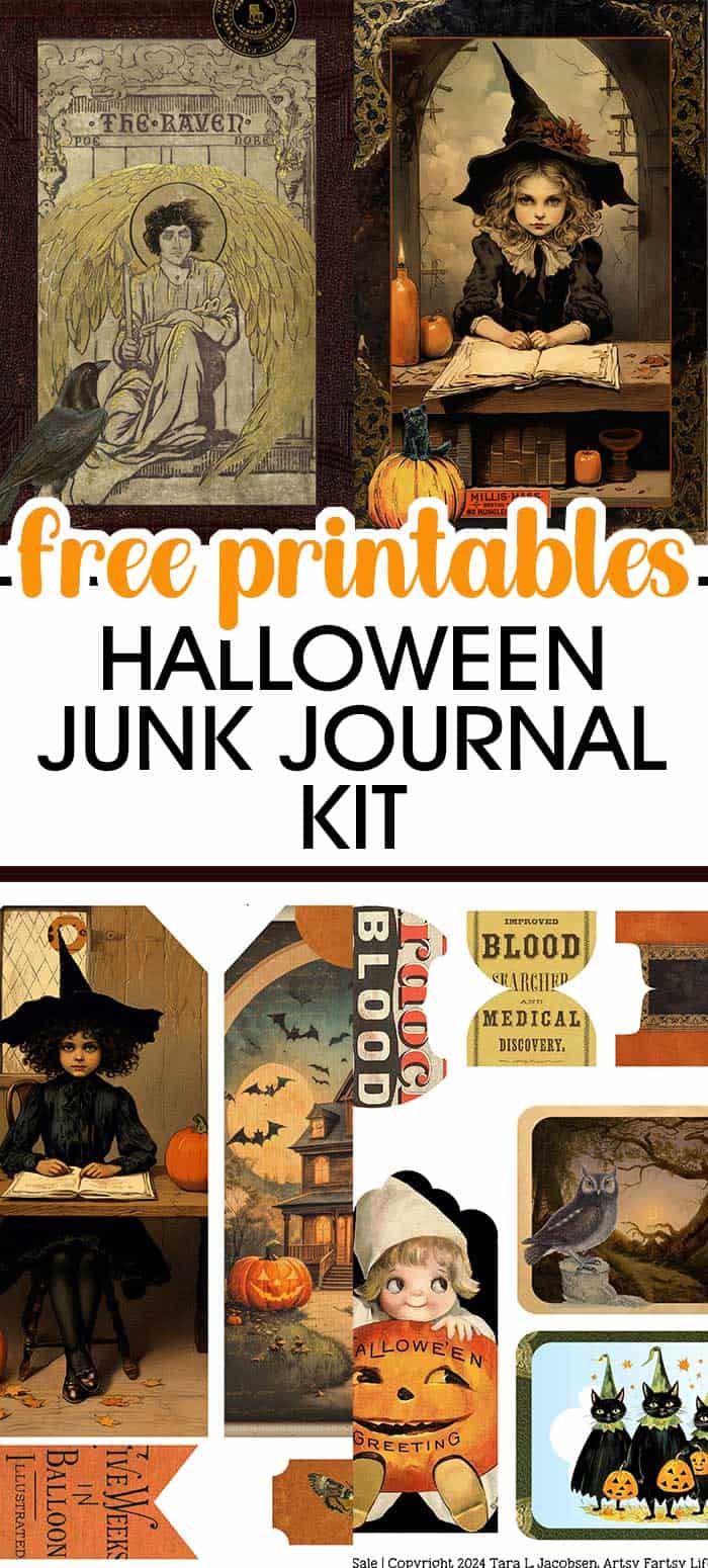 Free Printable Vintage Halloween Junk Journal Kit · Artsy Fartsy Life
