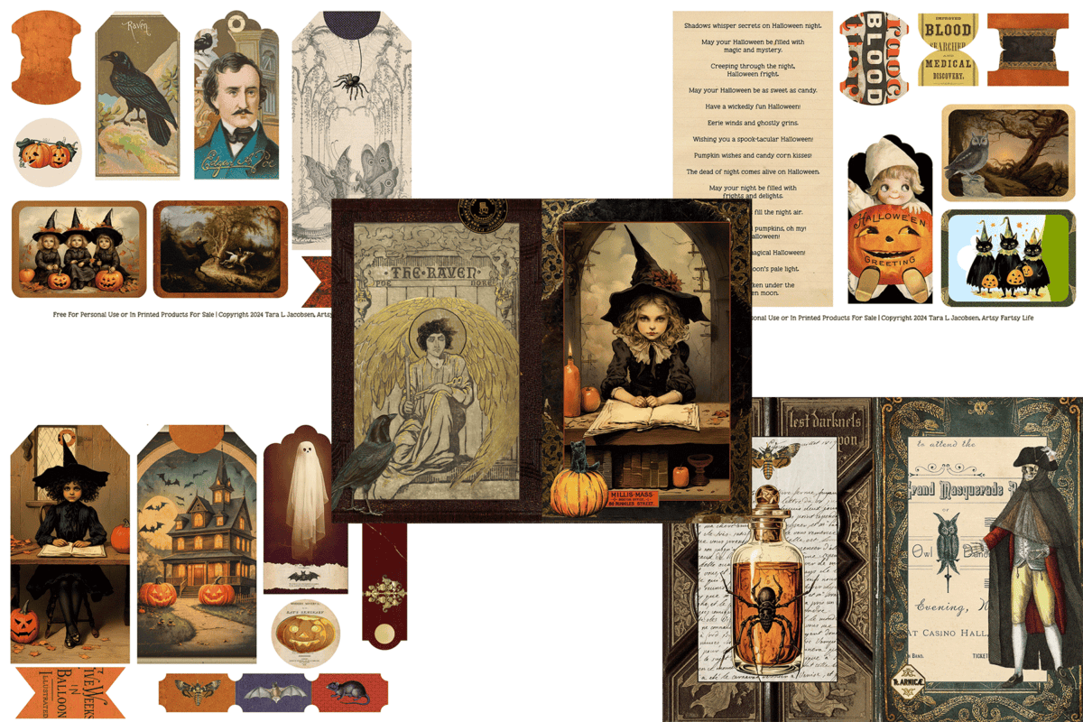 Free Printable Vintage Halloween Junk Journal Kit · Artsy Fartsy Life