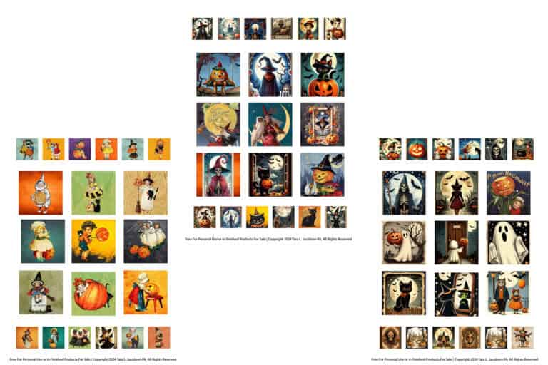 Free Printable Halloween Inchie and Twinchie Collage Pages · Artsy ...