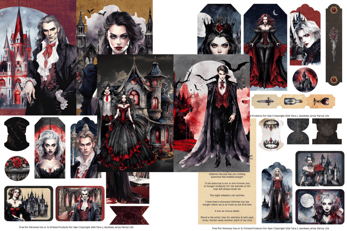 Vampire People Junk Journal Kit - Free Printable · Artsy Fartsy Life