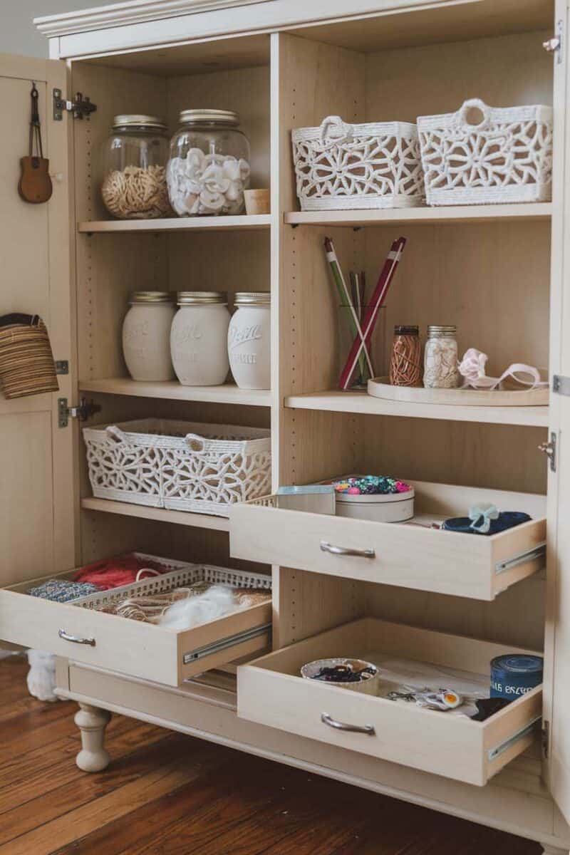 17 Stunning Ideas for Craft Room Organization Armoires · Artsy Fartsy Life