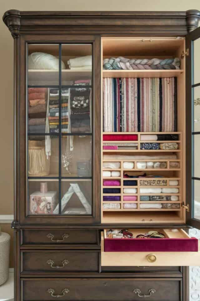 17 Stunning Ideas for Craft Room Organization Armoires · Artsy Fartsy Life