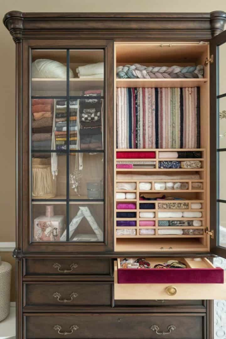 17 Stunning Ideas for Craft Room Organization Armoires · Artsy Fartsy Life