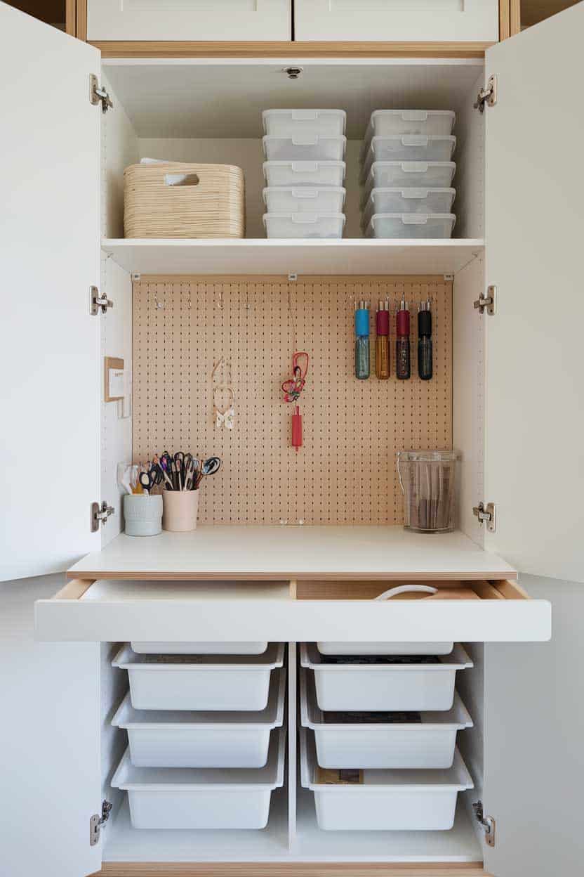 17 Stunning Ideas for Craft Room Organization Armoires · Artsy Fartsy Life