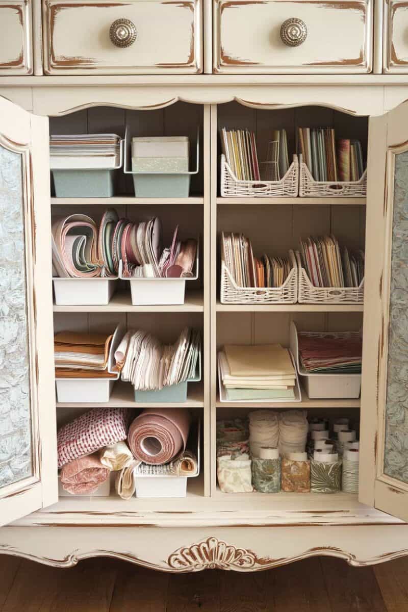17 Stunning Ideas for Craft Room Organization Armoires · Artsy Fartsy Life