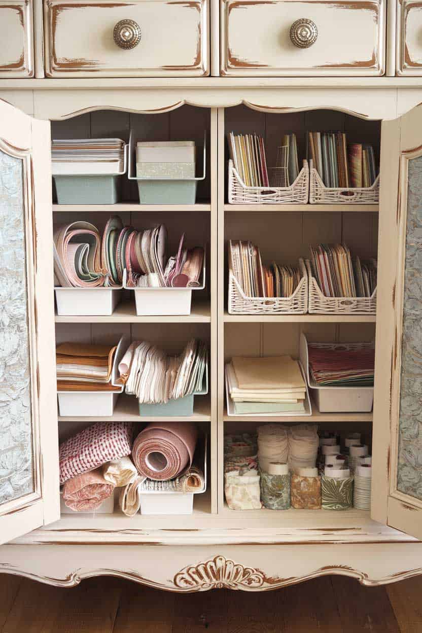 17 Stunning Ideas for Craft Room Organization Armoires · Artsy Fartsy Life