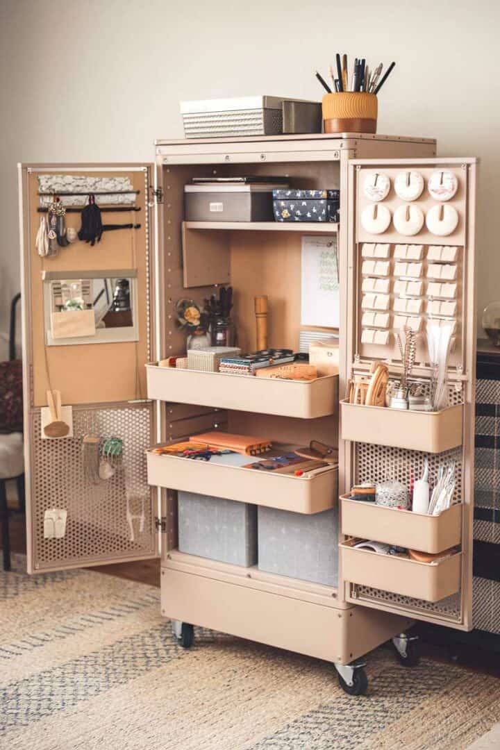 17 Stunning Ideas for Craft Room Organization Armoires · Artsy Fartsy Life