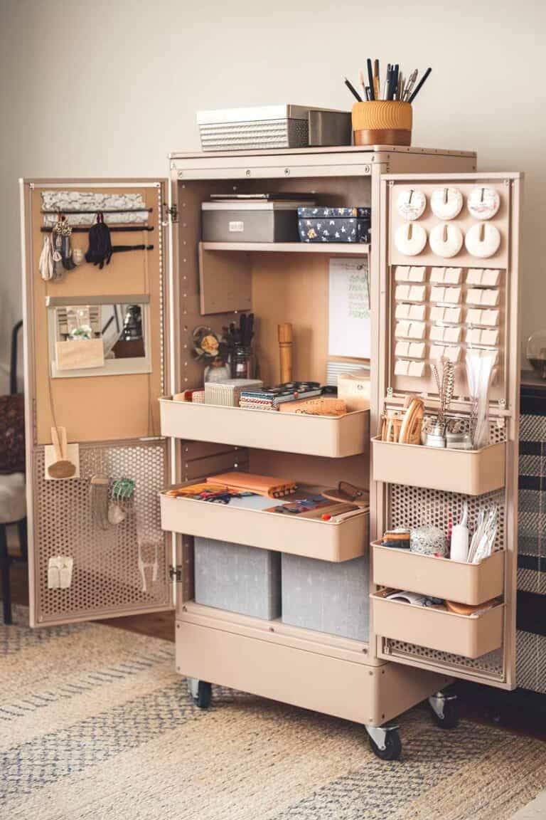 17 Stunning Ideas for Craft Room Organization Armoires · Artsy Fartsy Life