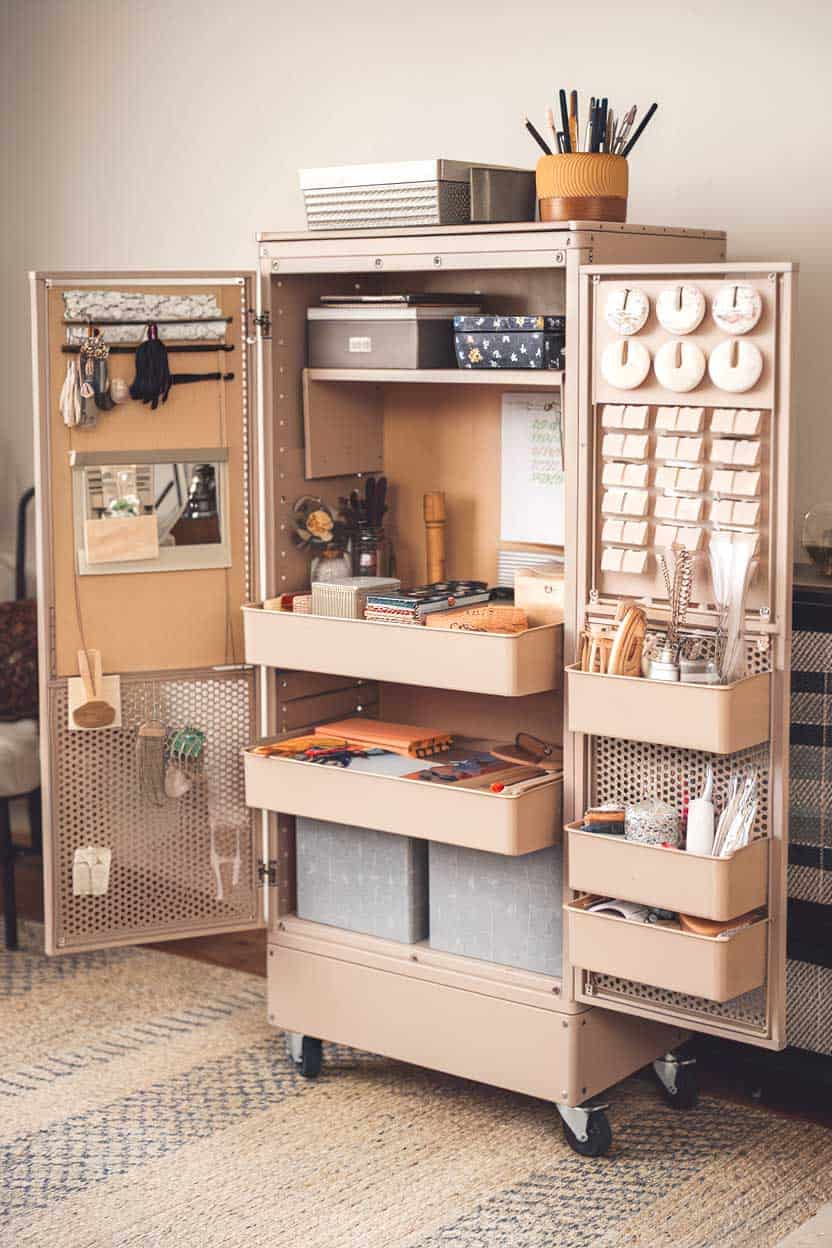 17 Stunning Ideas for Craft Room Organization Armoires · Artsy Fartsy Life