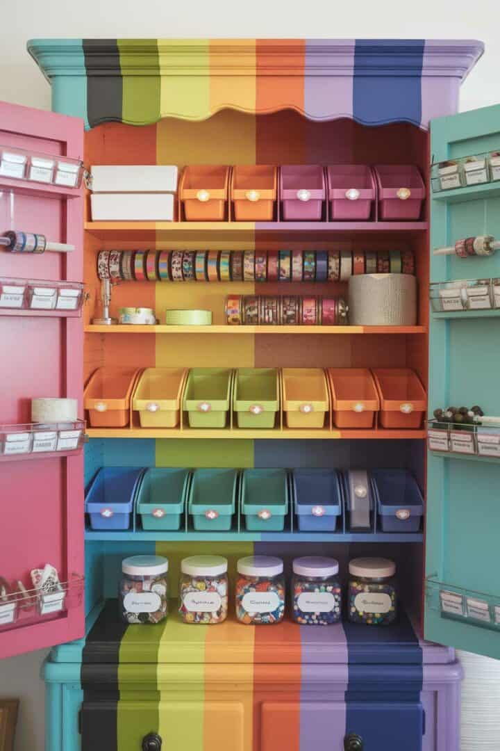 17 Stunning Ideas for Craft Room Organization Armoires · Artsy Fartsy Life