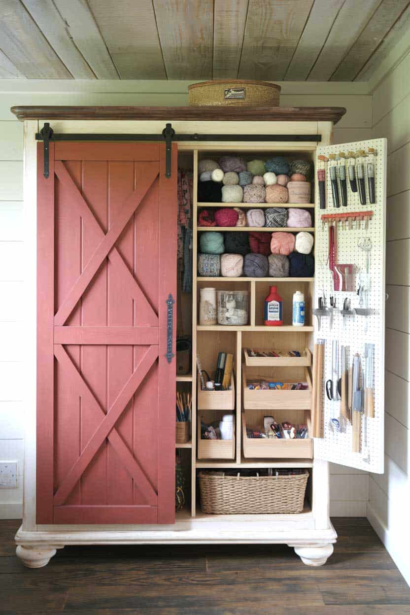 17 Stunning Ideas for Craft Room Organization Armoires · Artsy Fartsy Life