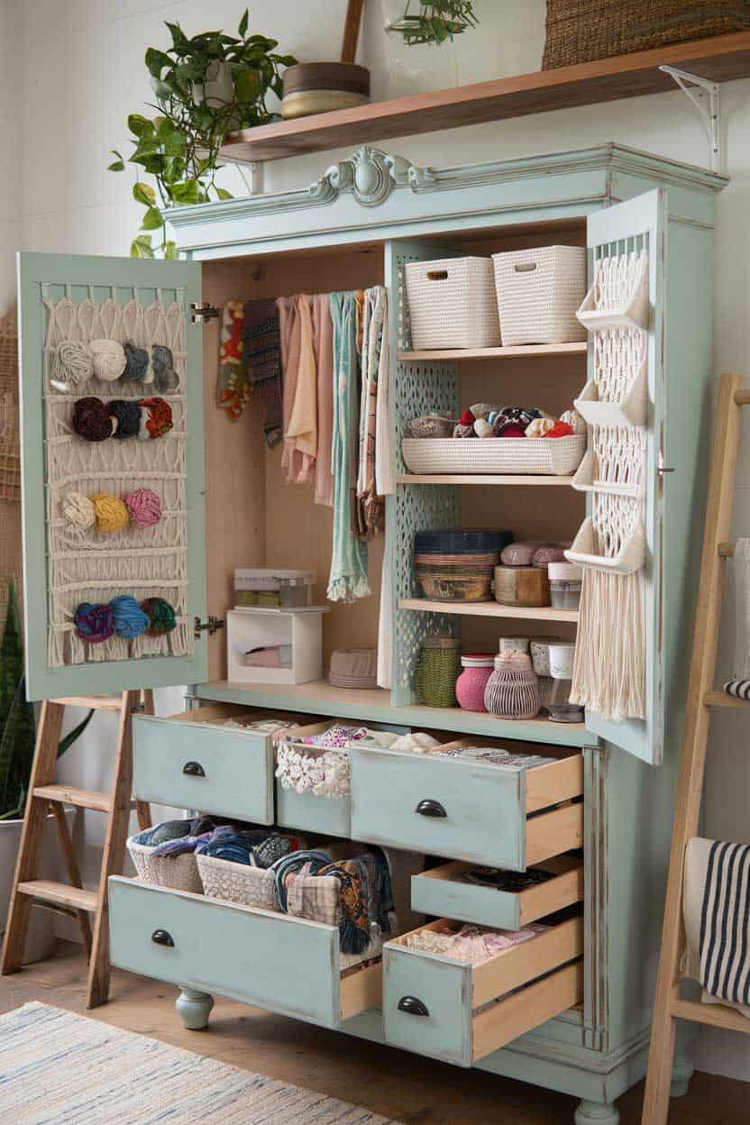 17 Stunning Ideas for Craft Room Organization Armoires · Artsy Fartsy Life