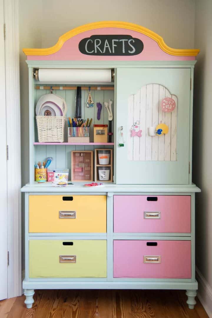 17 Stunning Ideas for Craft Room Organization Armoires · Artsy Fartsy Life