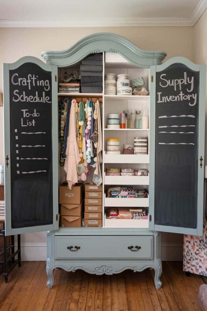 17 Stunning Ideas for Craft Room Organization Armoires · Artsy Fartsy Life