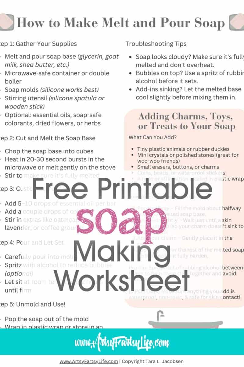 Get Your FREE Melt and Pour Soap Worksheet! · Artsy Fartsy Life