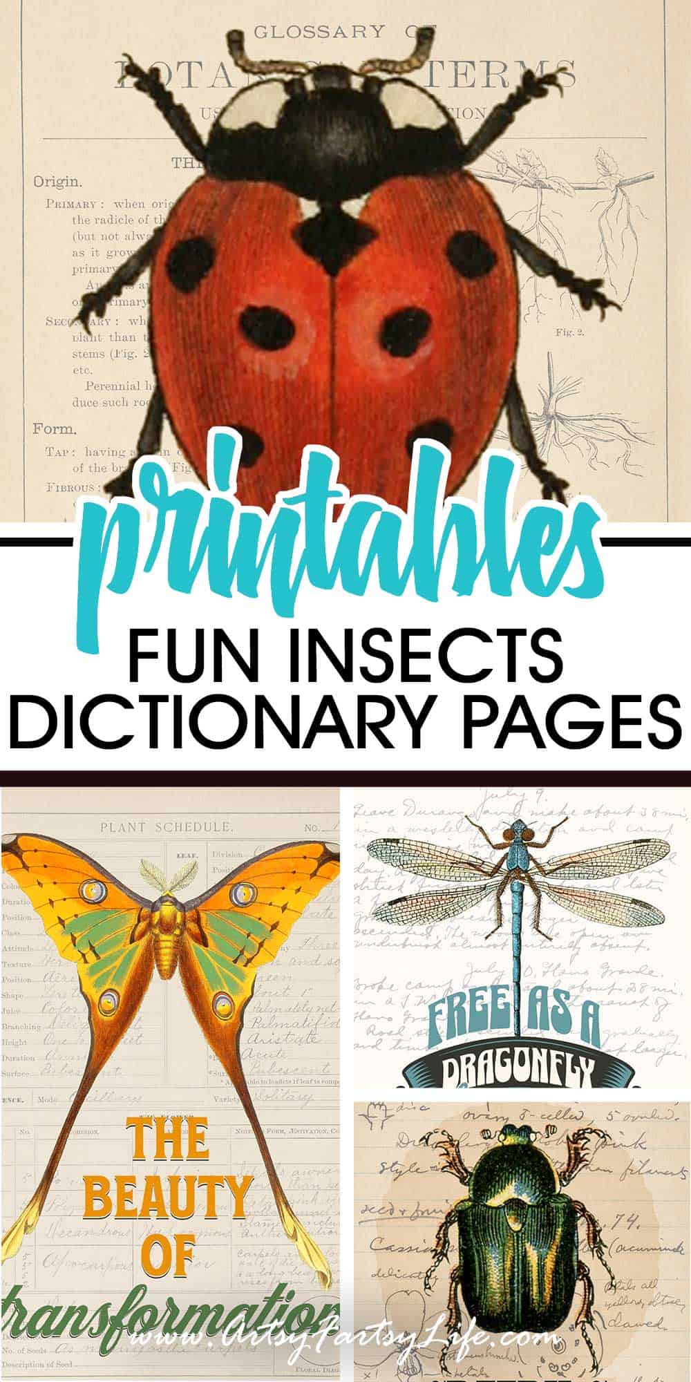 5 Free Printable Vintage Insect Pages · Artsy Fartsy Life