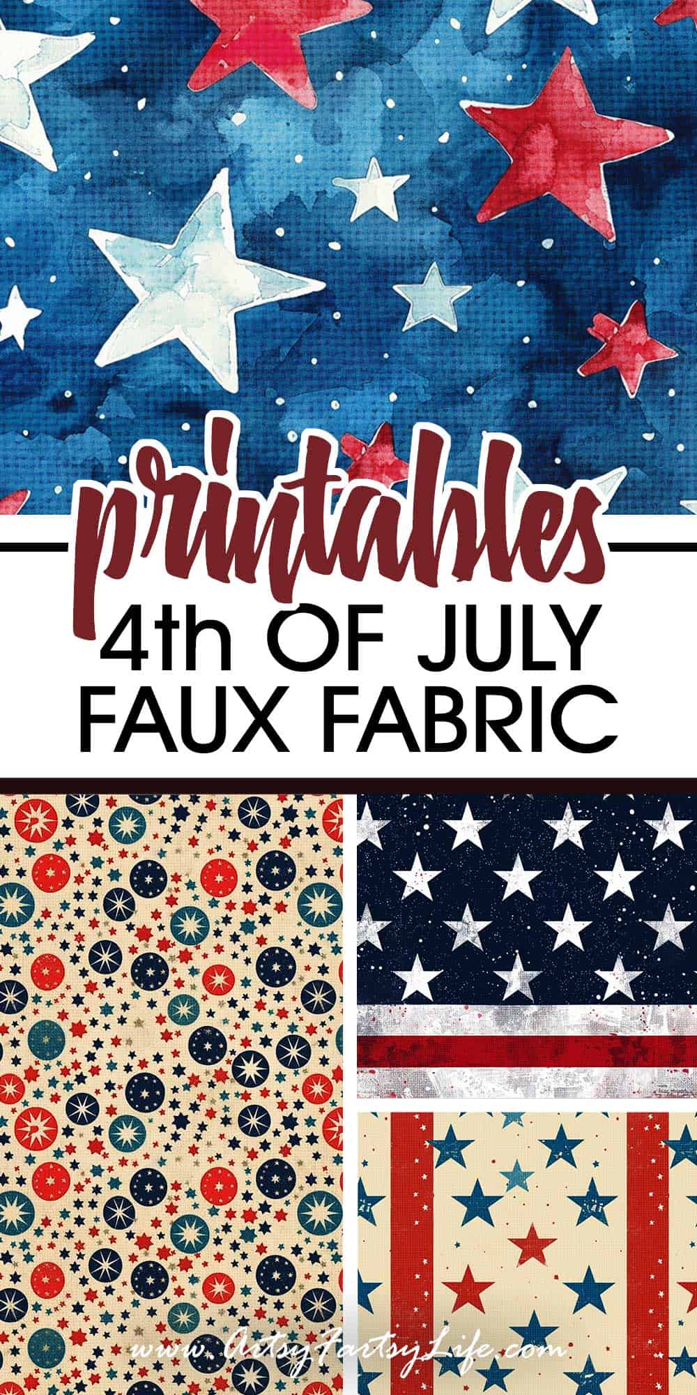 Free 4th of July Faux Fabric Printables for Patriotic Crafting · Artsy ...